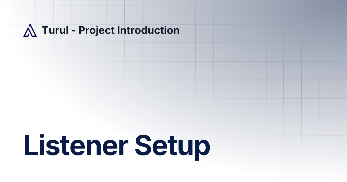 Listener Setup | Turul - Project Introduction